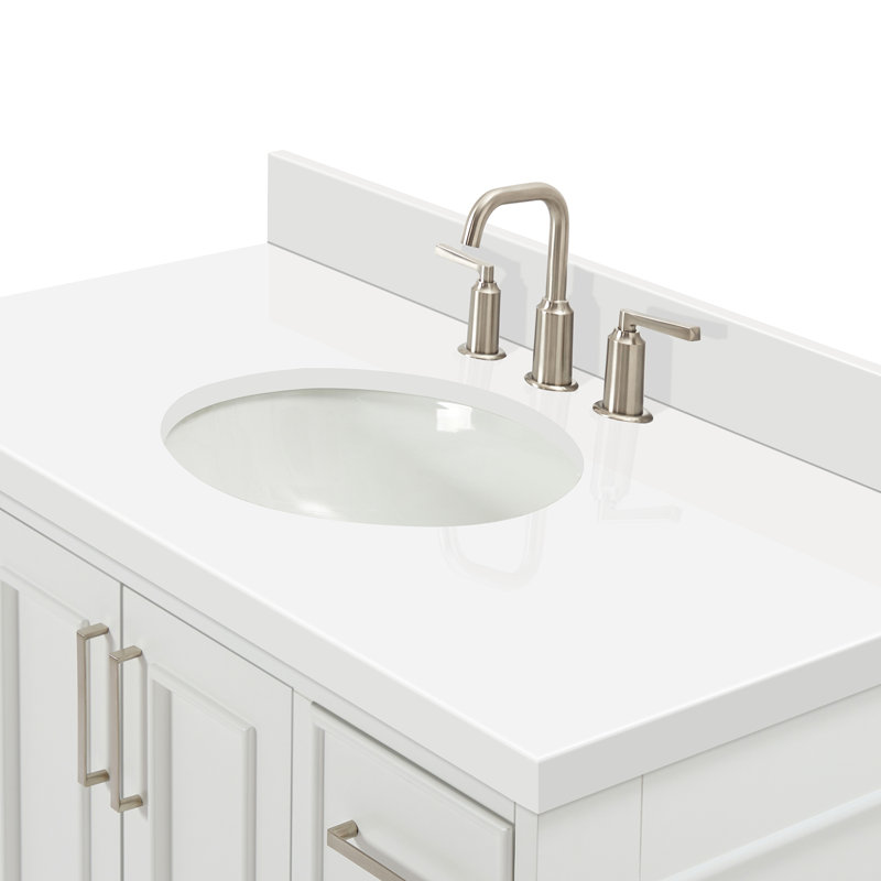 Winston Porter Peighten 43 Single Bathroom Vanity With White Quartz